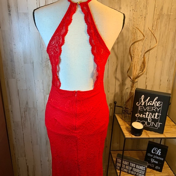 privy | Dresses | Privy Red Lace Full Length Dress With Mini Dress ...